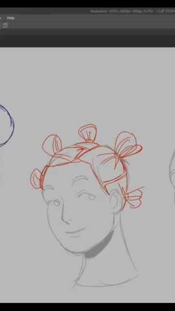 Cute mini hair buns drawing tutorial
