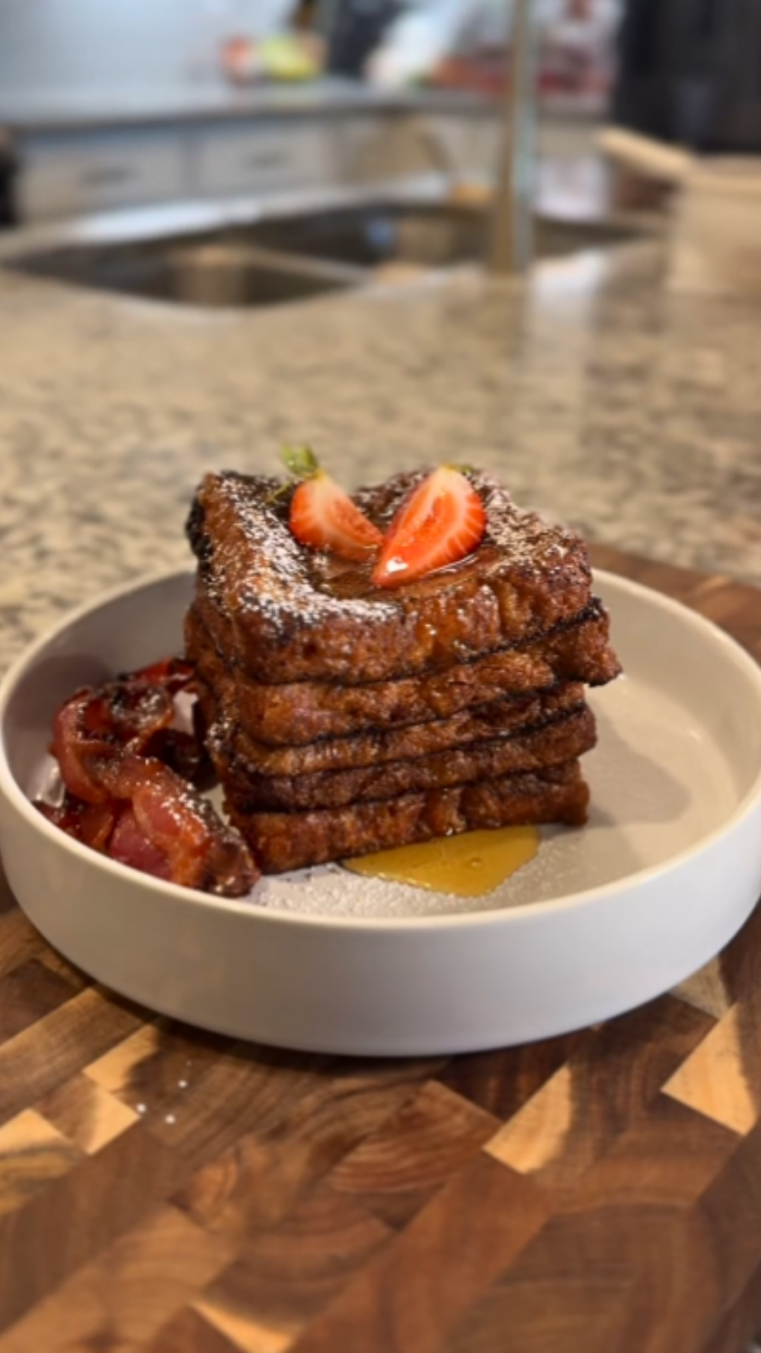 Croissant French toast with candied bacon recipe