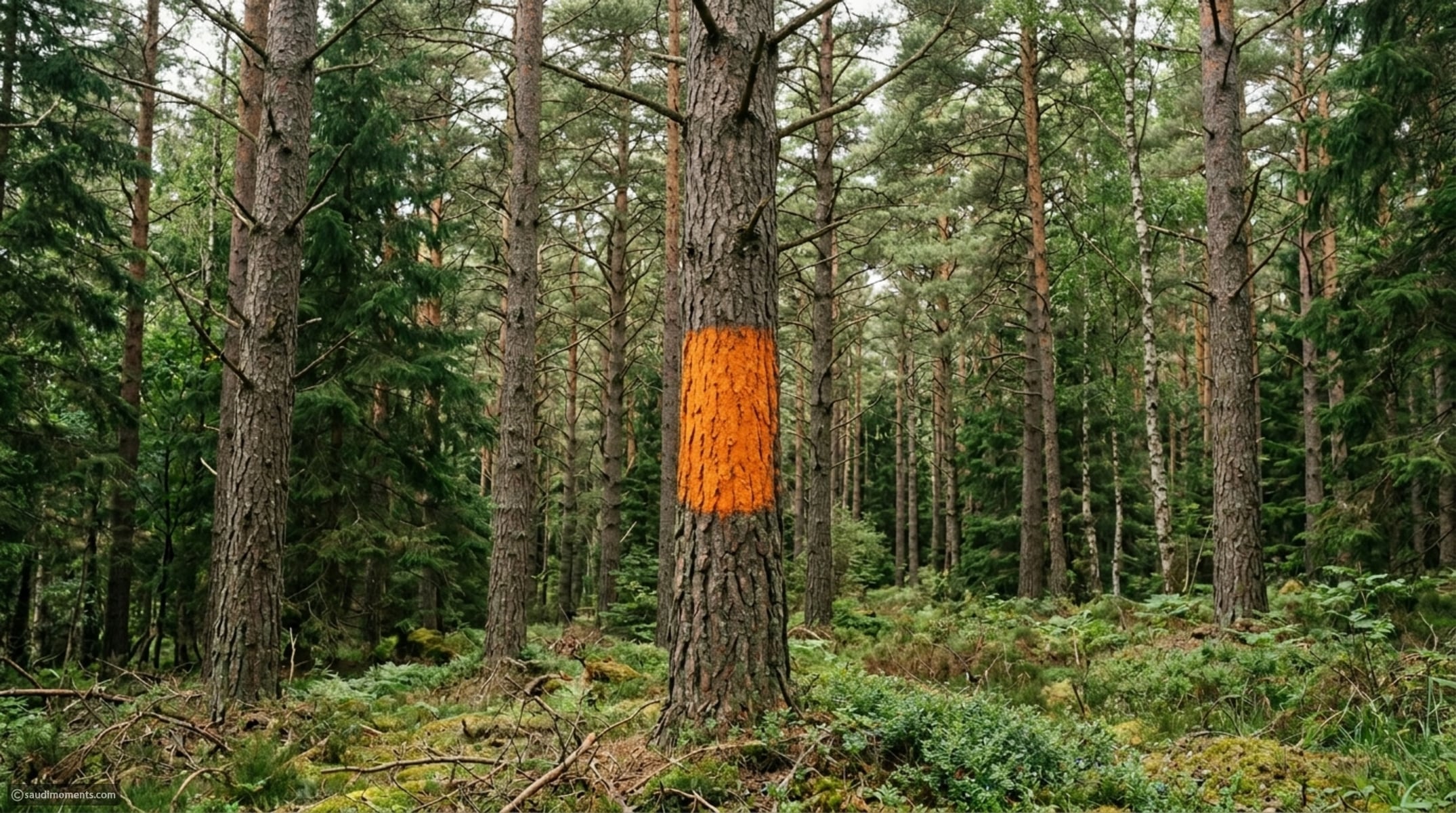 Orange paint on a tree? Here’s what it usually means