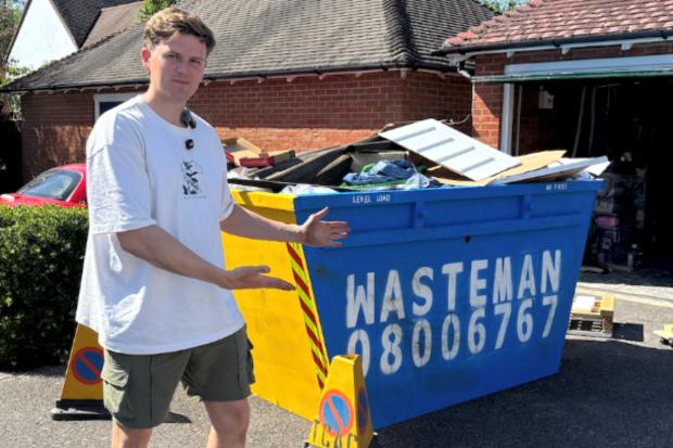 Man spends night inside homemade skip to see if anyone would notice