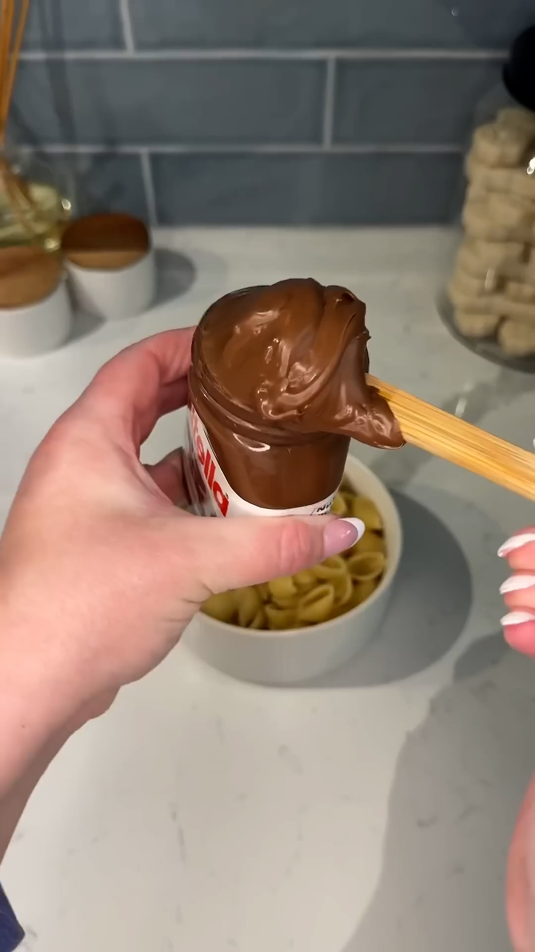 Cocoa-tinted pasta tossed in a sweet chocolate sauce for dessert