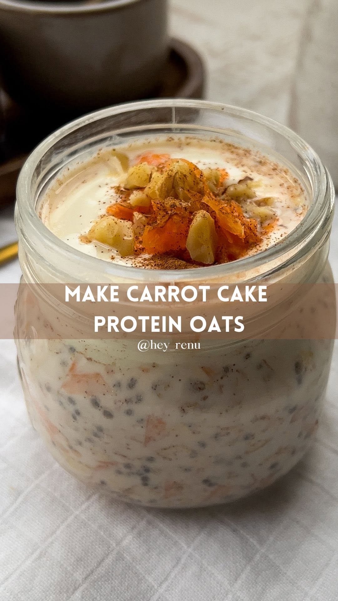 Carrot cake protein overnight oats for busy mornings