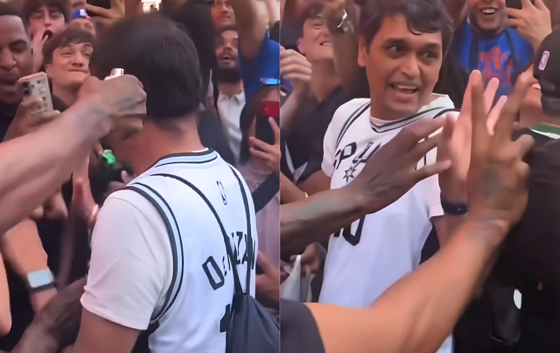 Knicks fan attempts to set Spurs fan on fire [video]