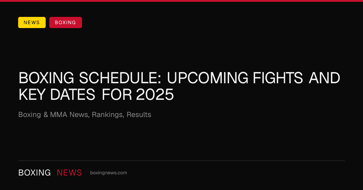 Boxing schedule: Upcoming fights and key dates for 2025