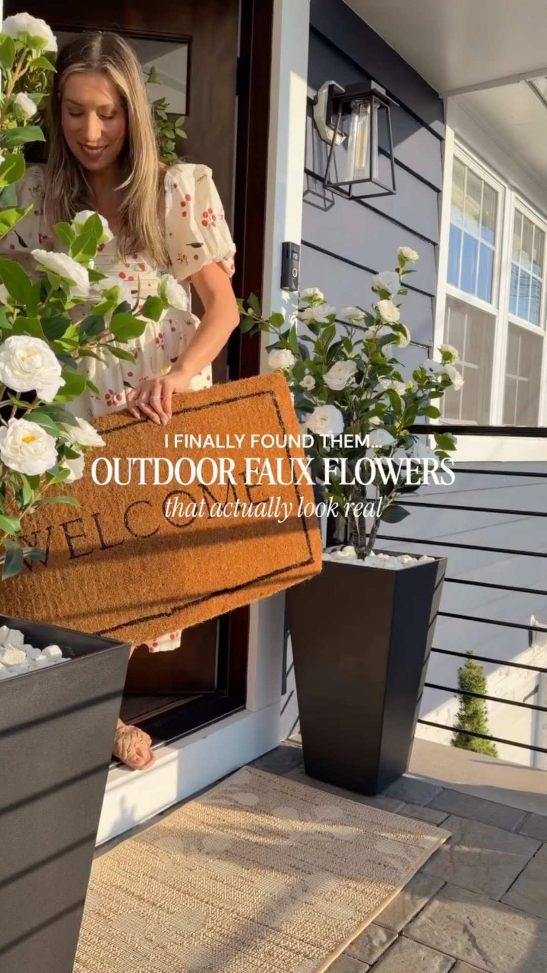Realistic outdoor faux flowers for front porch decor