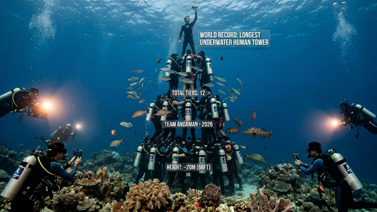 Andaman Islands make history with a 73-foot underwater human tower ...