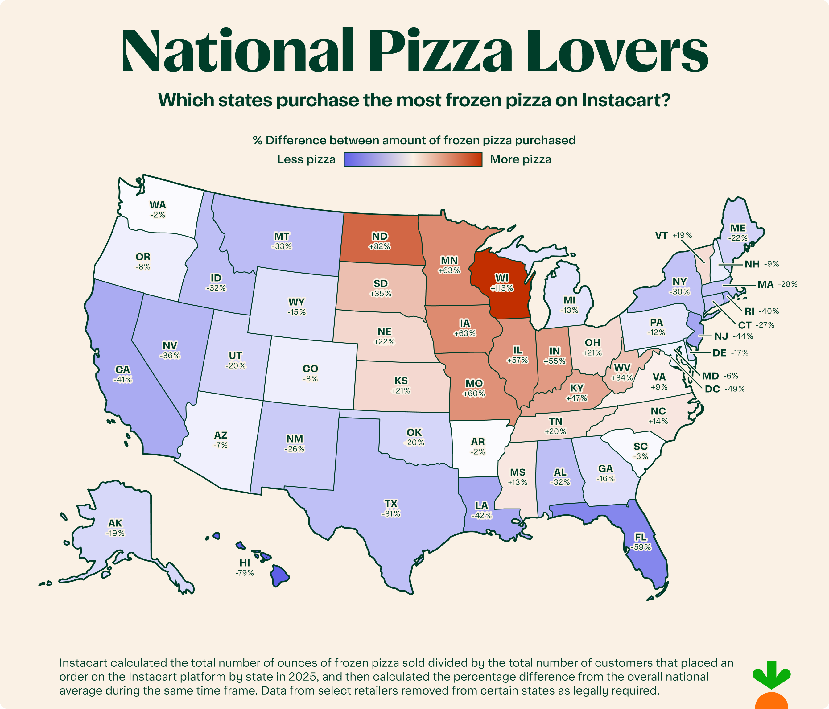 Washington, DC frozen pizza trends, according to Instacart data