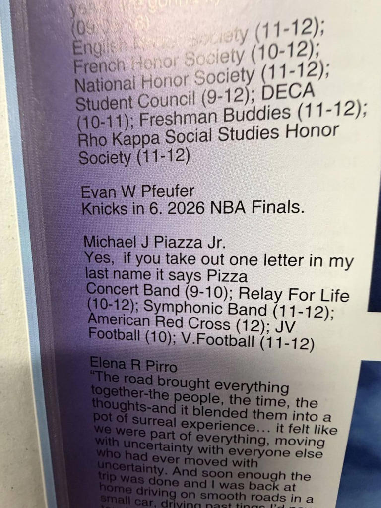 New York man’s high school yearbook prediction goes viral as Knicks ...