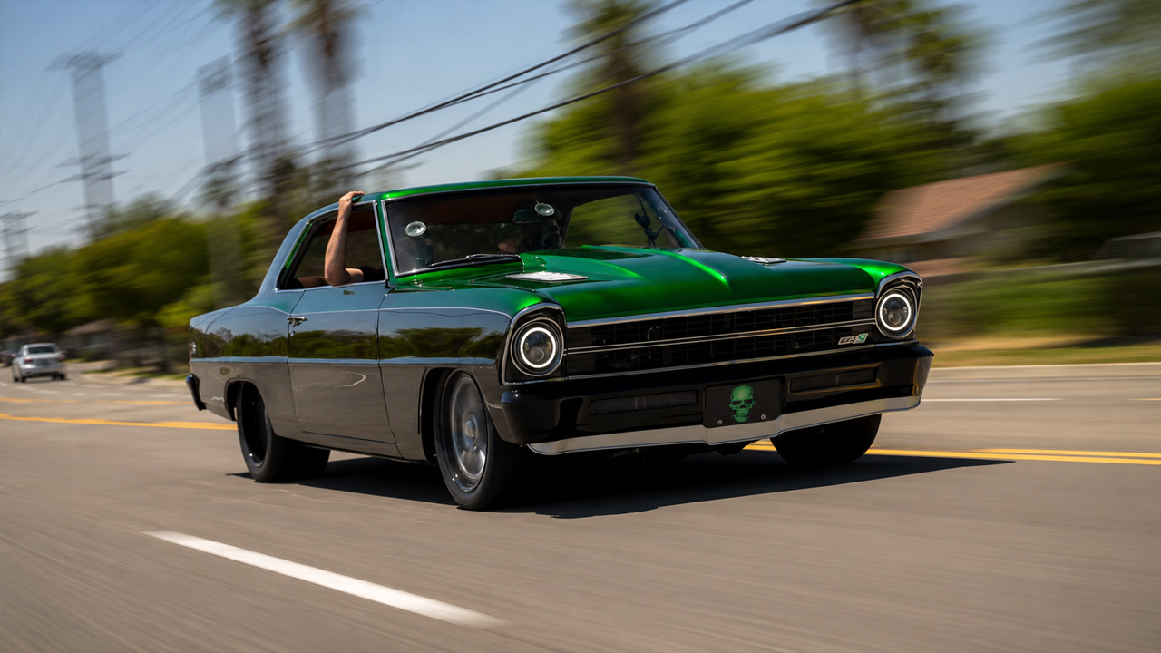 900 HP garage built '67 Nova pulls hard