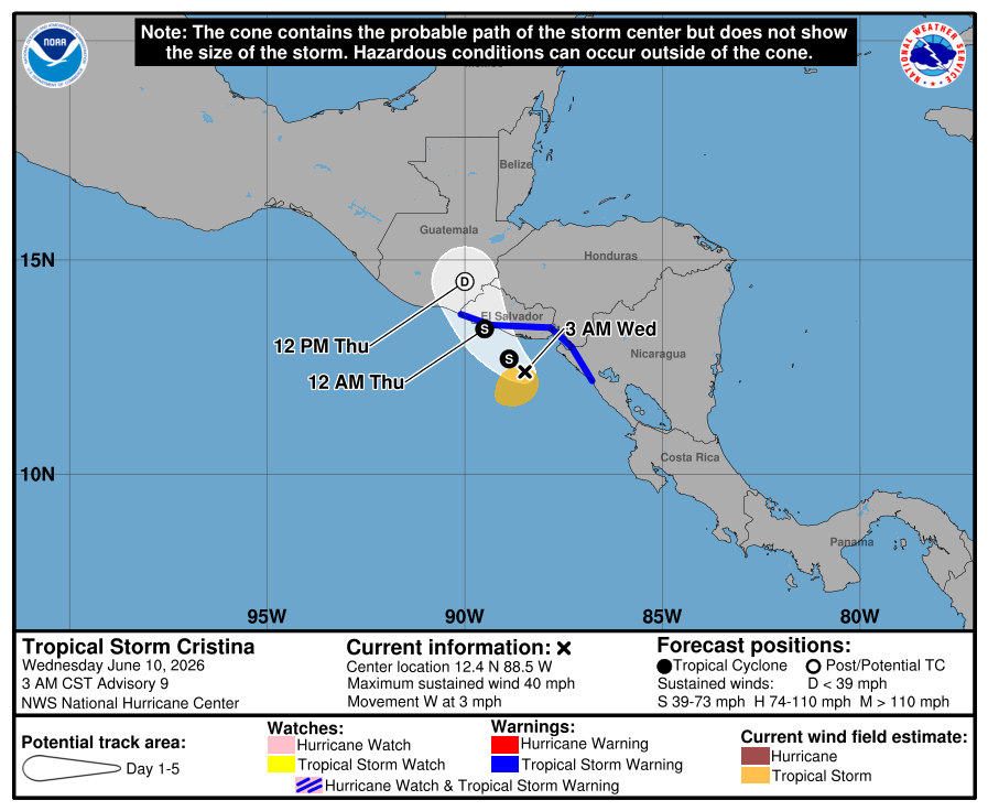 See tropical storm Cristina path tracker, spaghetti models