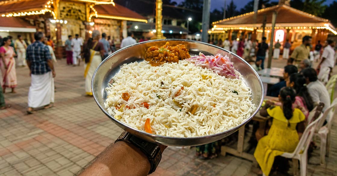 The Kerala temple that served vegetable fried rice for annadanam