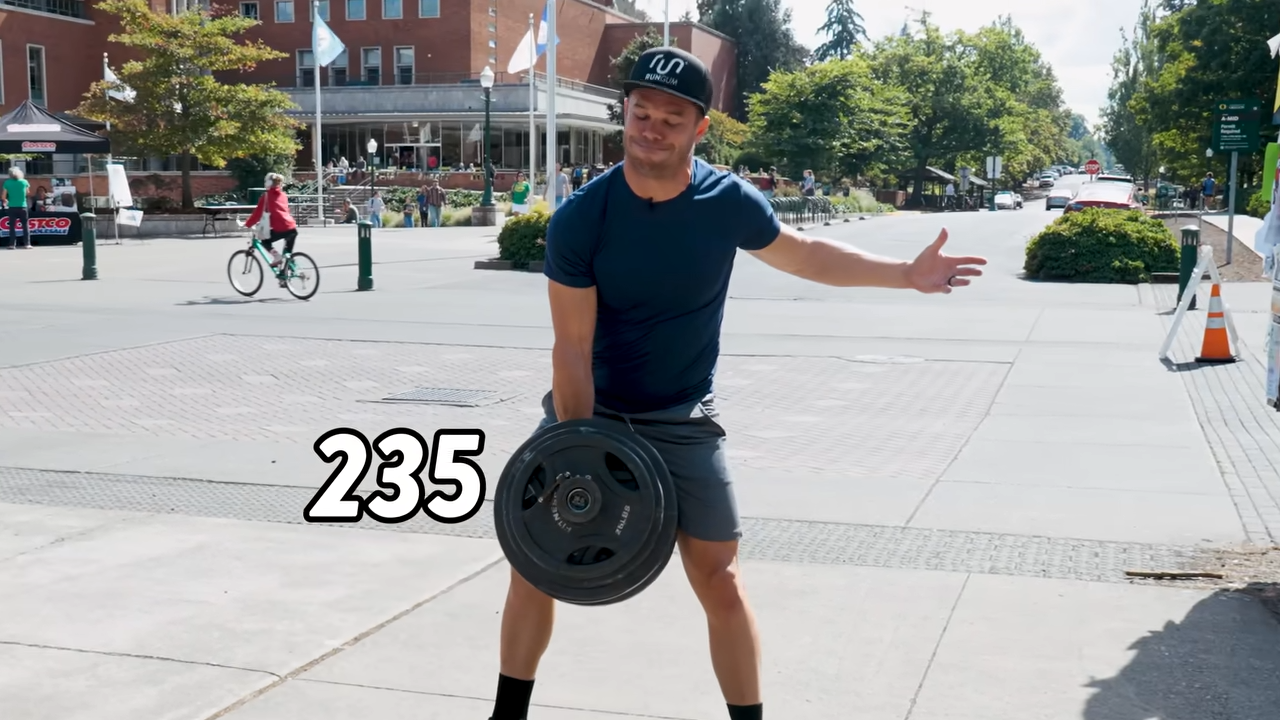 It's just one dumbbell - but it weighed 235 pounds