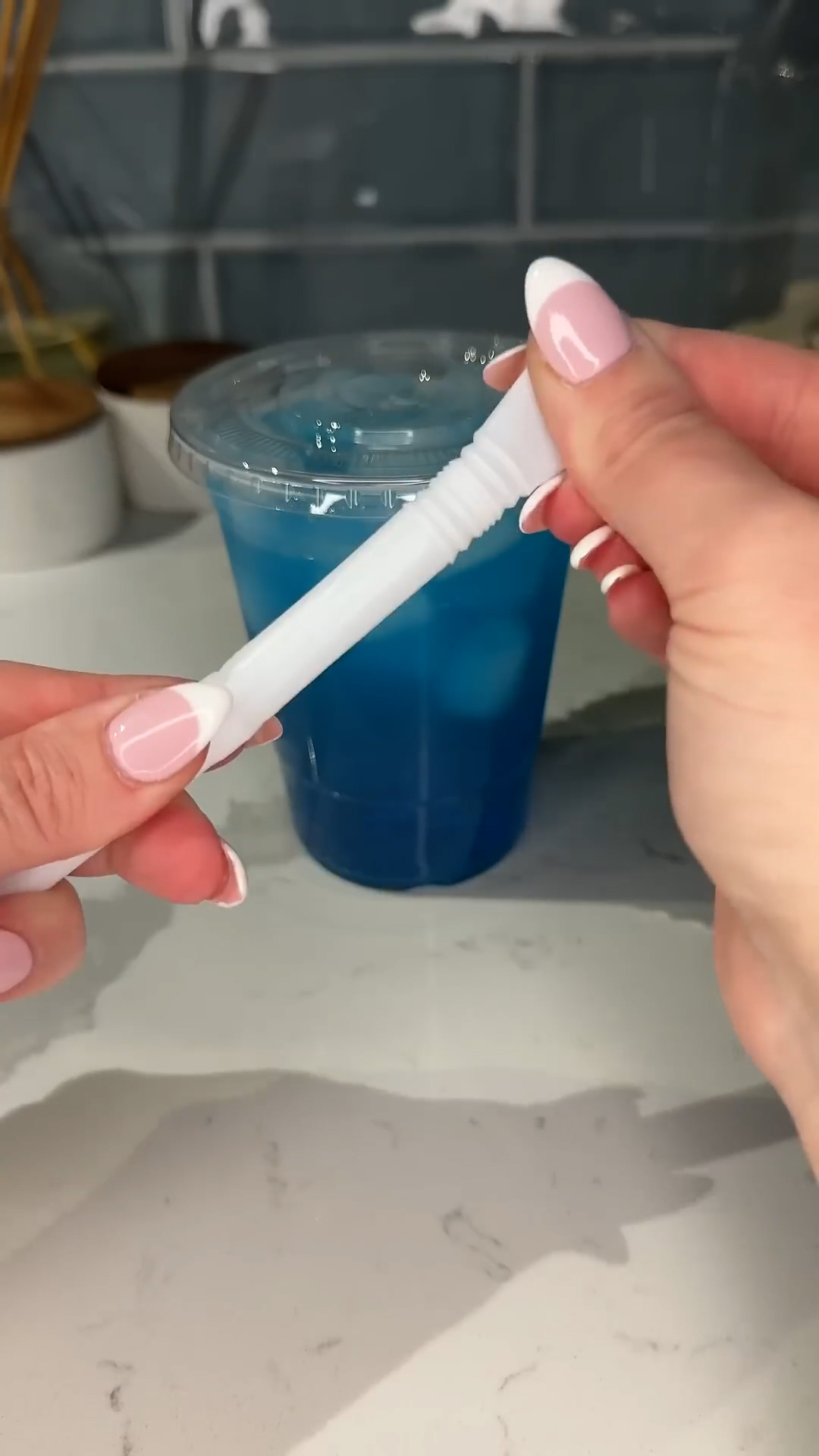 Creamy coconut milk and chewy blue boba make a calming bedtime drink