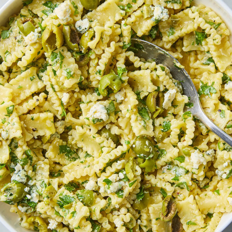 My dirty martini pasta salad is the chic summer side you should be making