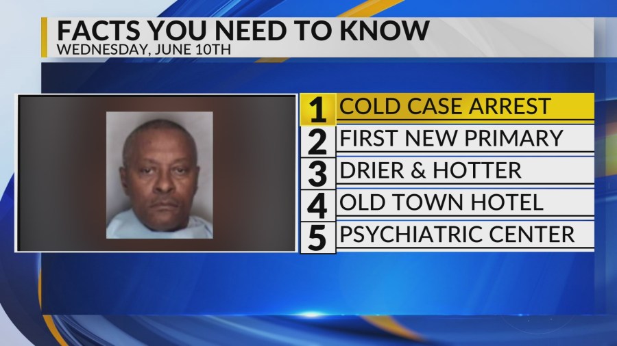 Cold case arrest, primary election turnout, drier and warmer, hotels in ...