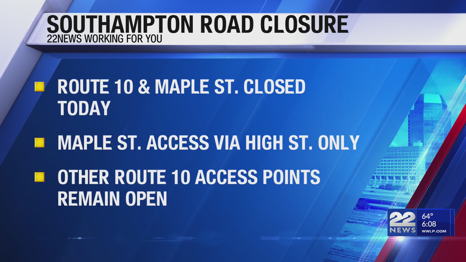 Roadwork on Route 10 & Maple Street in Southampton