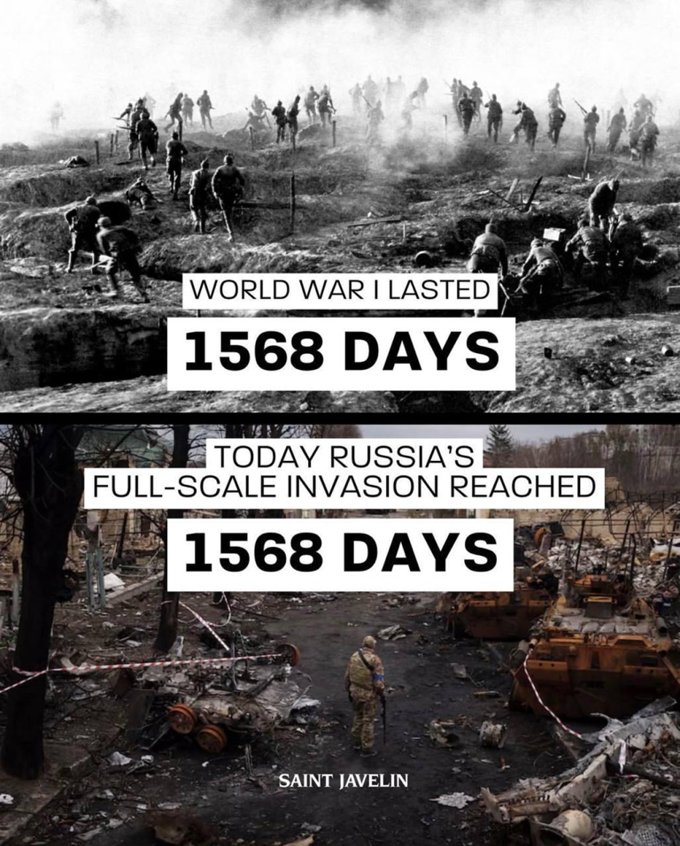 Ukraine marks 1,568 days of full-scale war, matching World War I’s ...