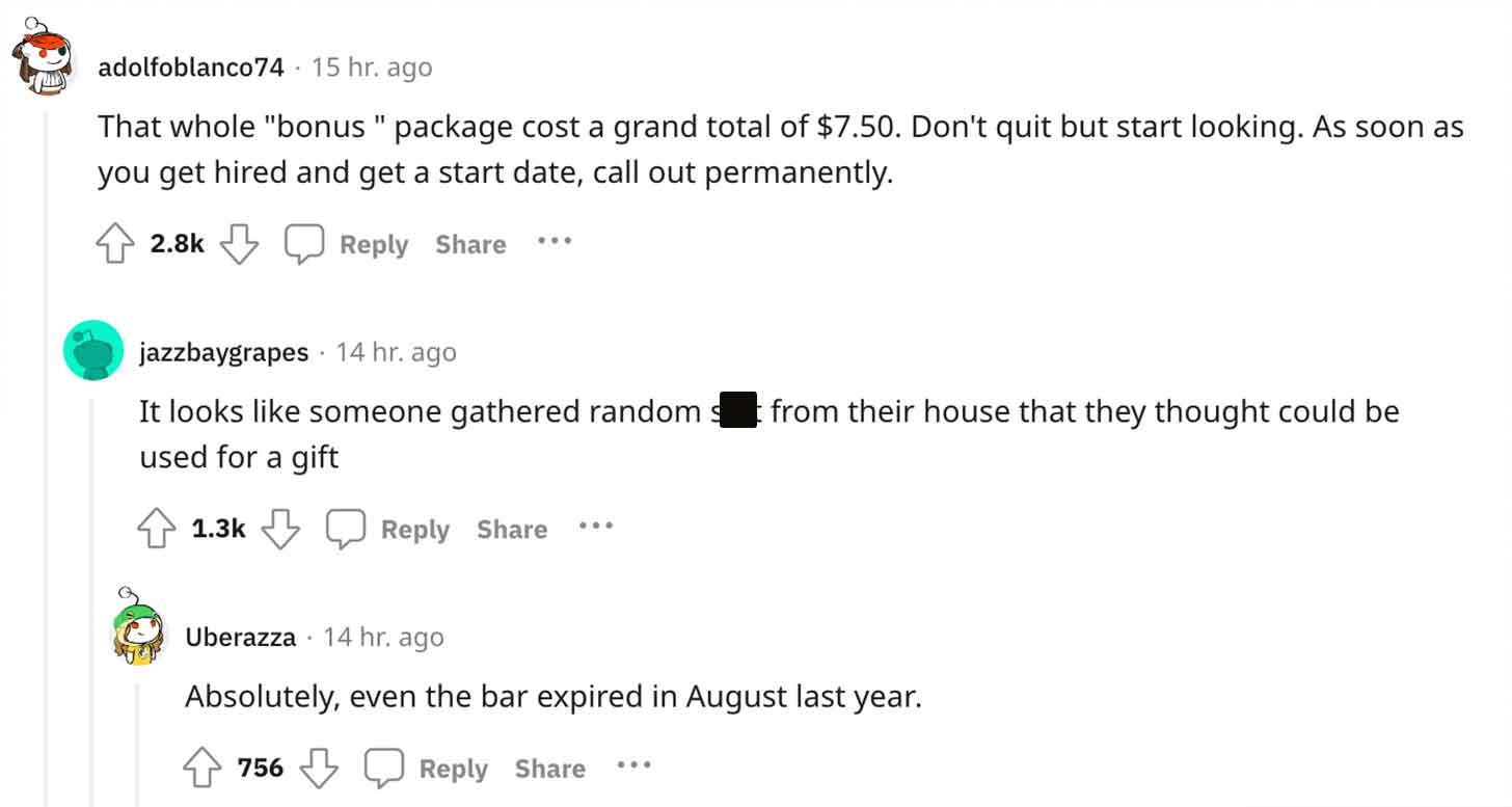 Guy shares he only got candy bar bonus after making company $85k