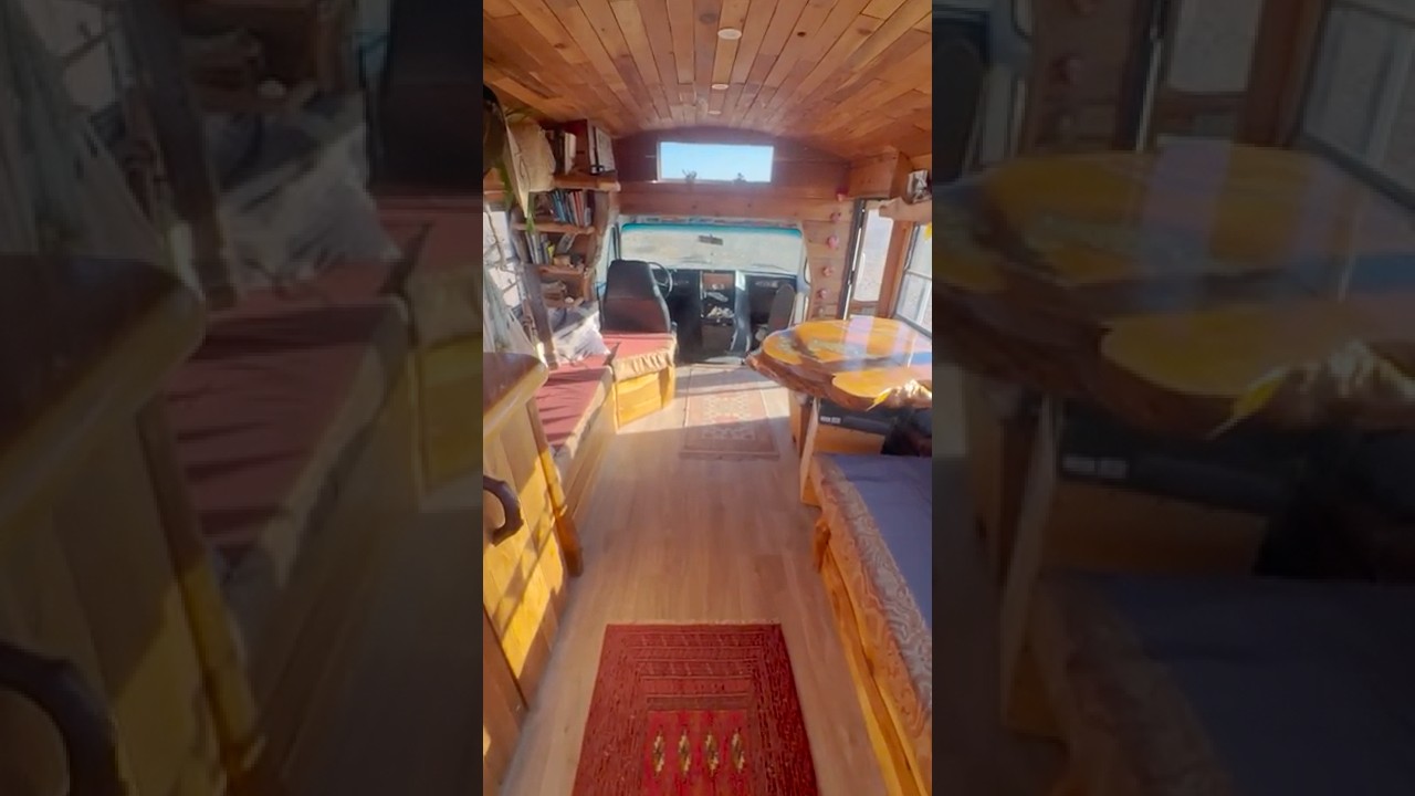 His 1990s rustic short bus conversion