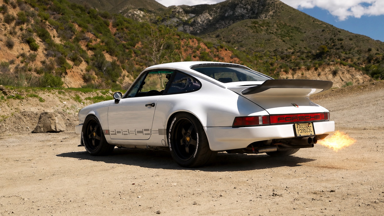 Flame shooting 911 SC turns boost into chaos