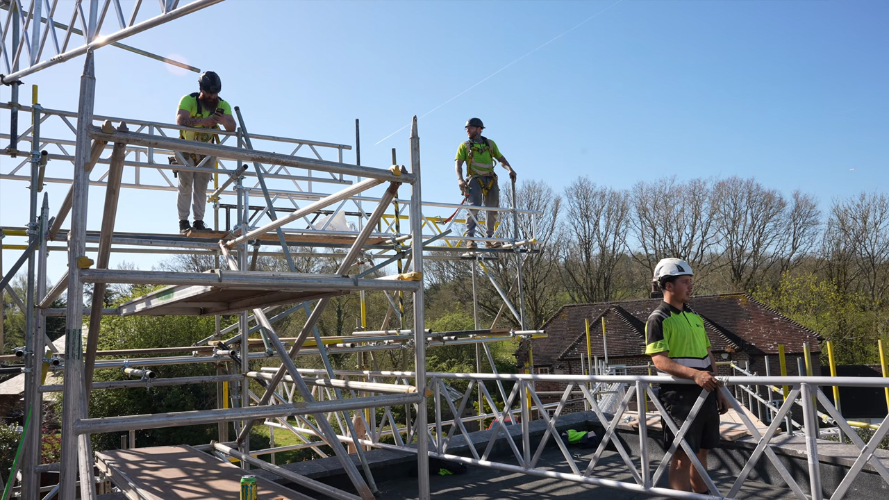 Building my biggest complex temporary roof on site