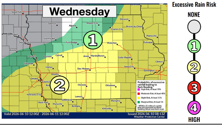 Iowa severe weather outlook for today includes hail, tornado risk