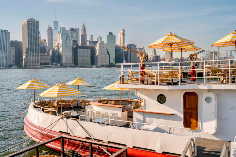 A former FDNY fireboat debuts as a floating bar in New York Harbor