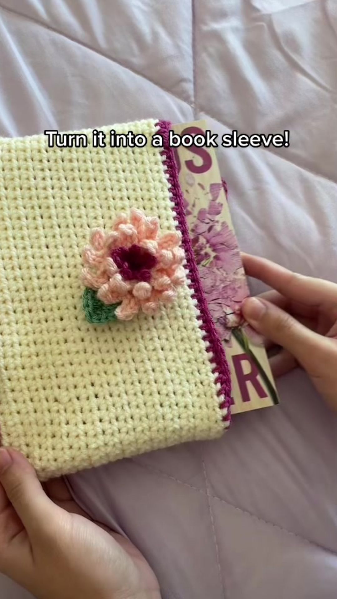 Crochet book sleeve inspired by It Ends With Us