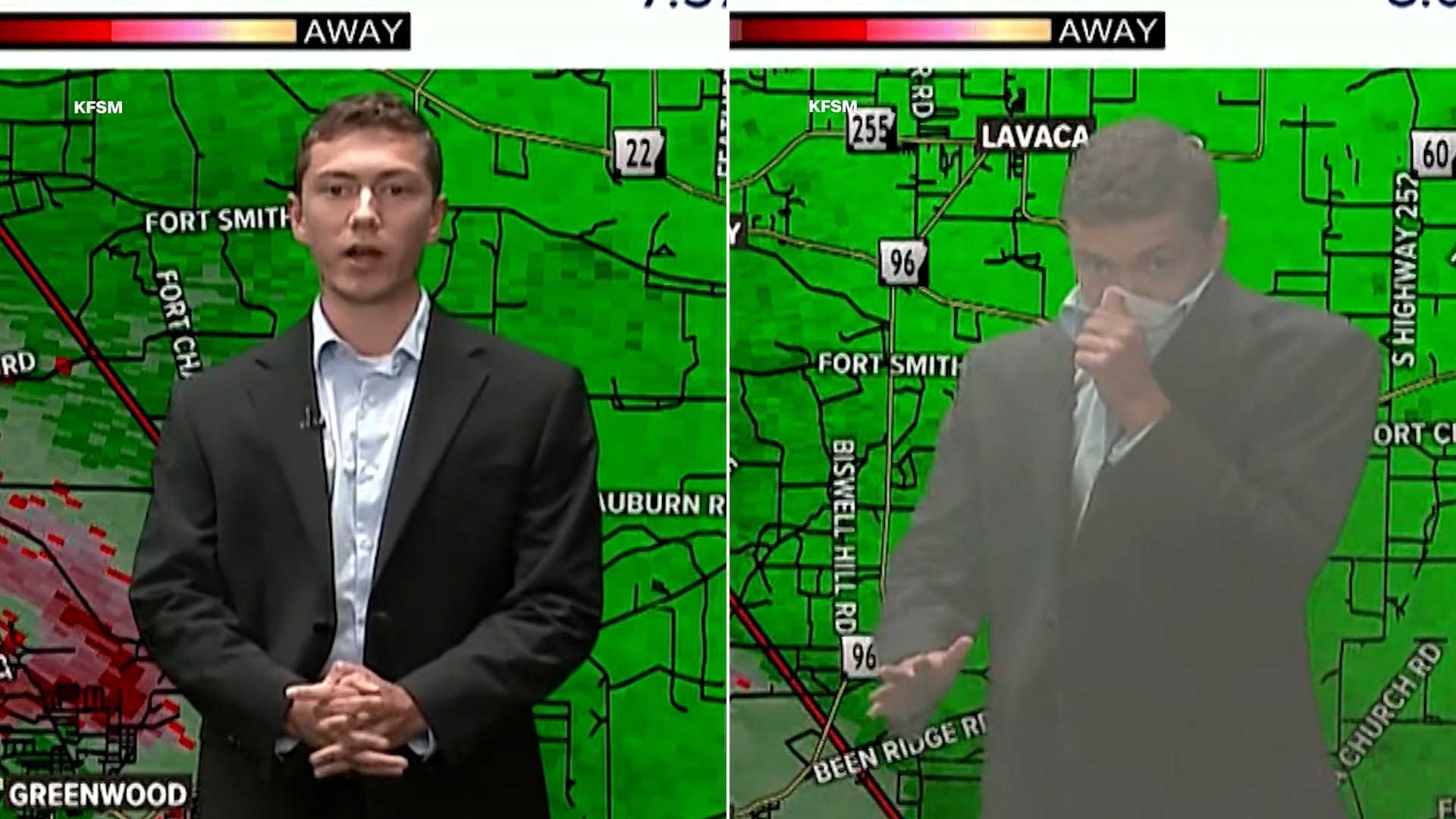 Video: Arkansas meteorologist stays live on air during studio fire