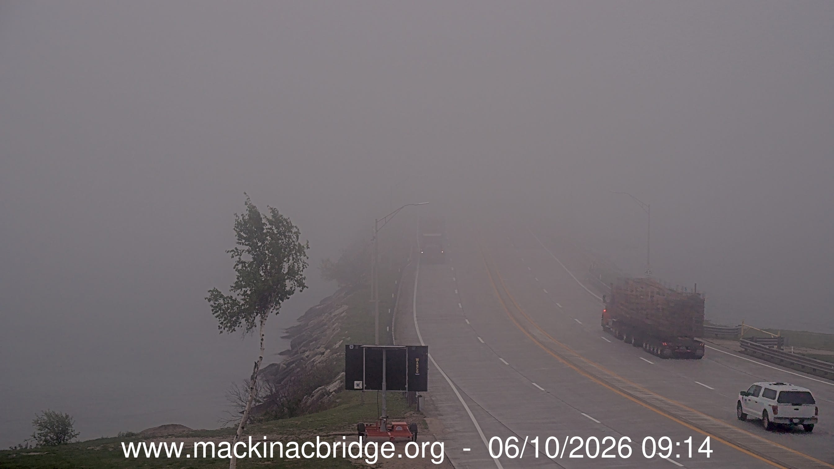 Mackinac Bridge covered in fog as drivers urged to slow down