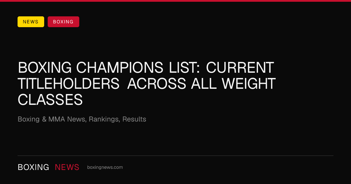 Boxing champions list: Current titleholders across all weight classes