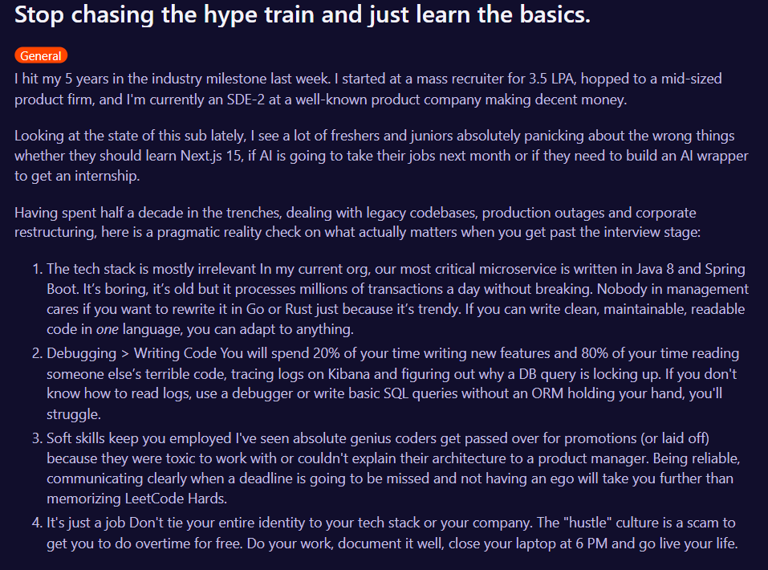 Techie shares 4 practical things freshers should focus on to ace their ...