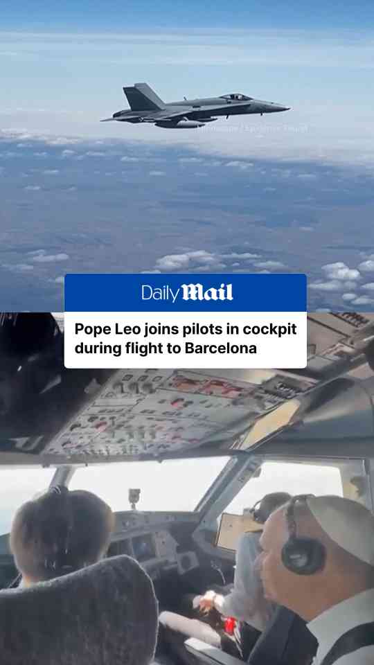 Pope Leo joins pilots in cockpit during flight to Barcelona