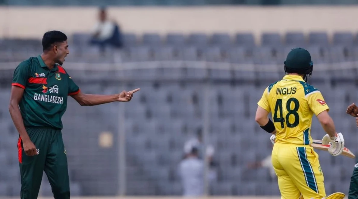 ICC reprimands Nahid Rana for aggressive send-off to Josh Inglis during ...
