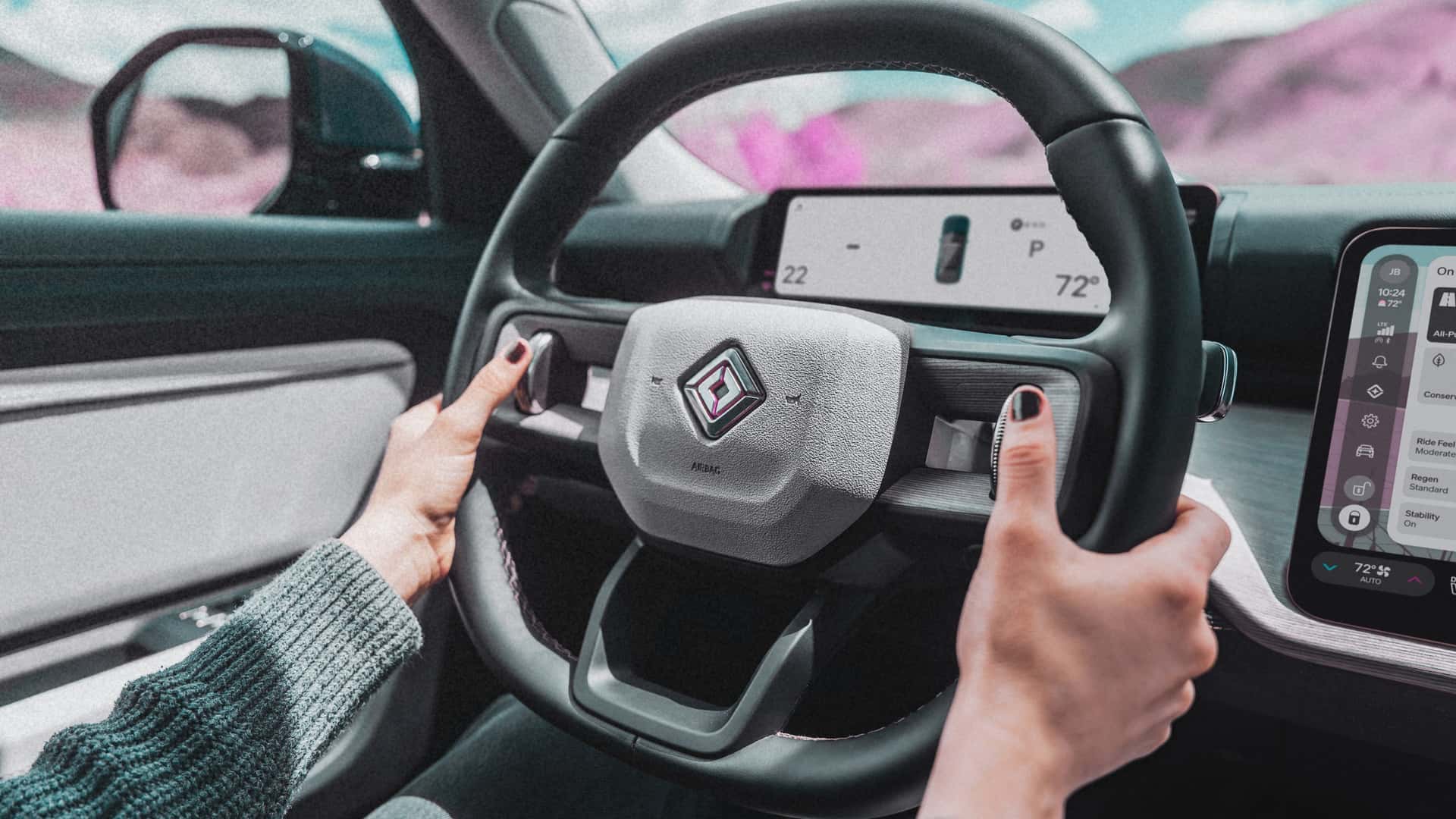 Rivian's volume knob replacement is clever. Maybe too clever