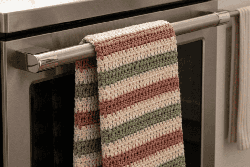 Striped crochet dishtowel pattern