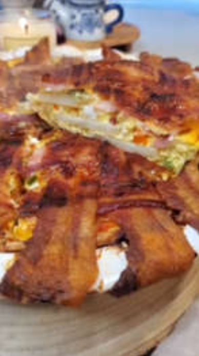 Savory potato pie crust with bell pepper and jalapeño