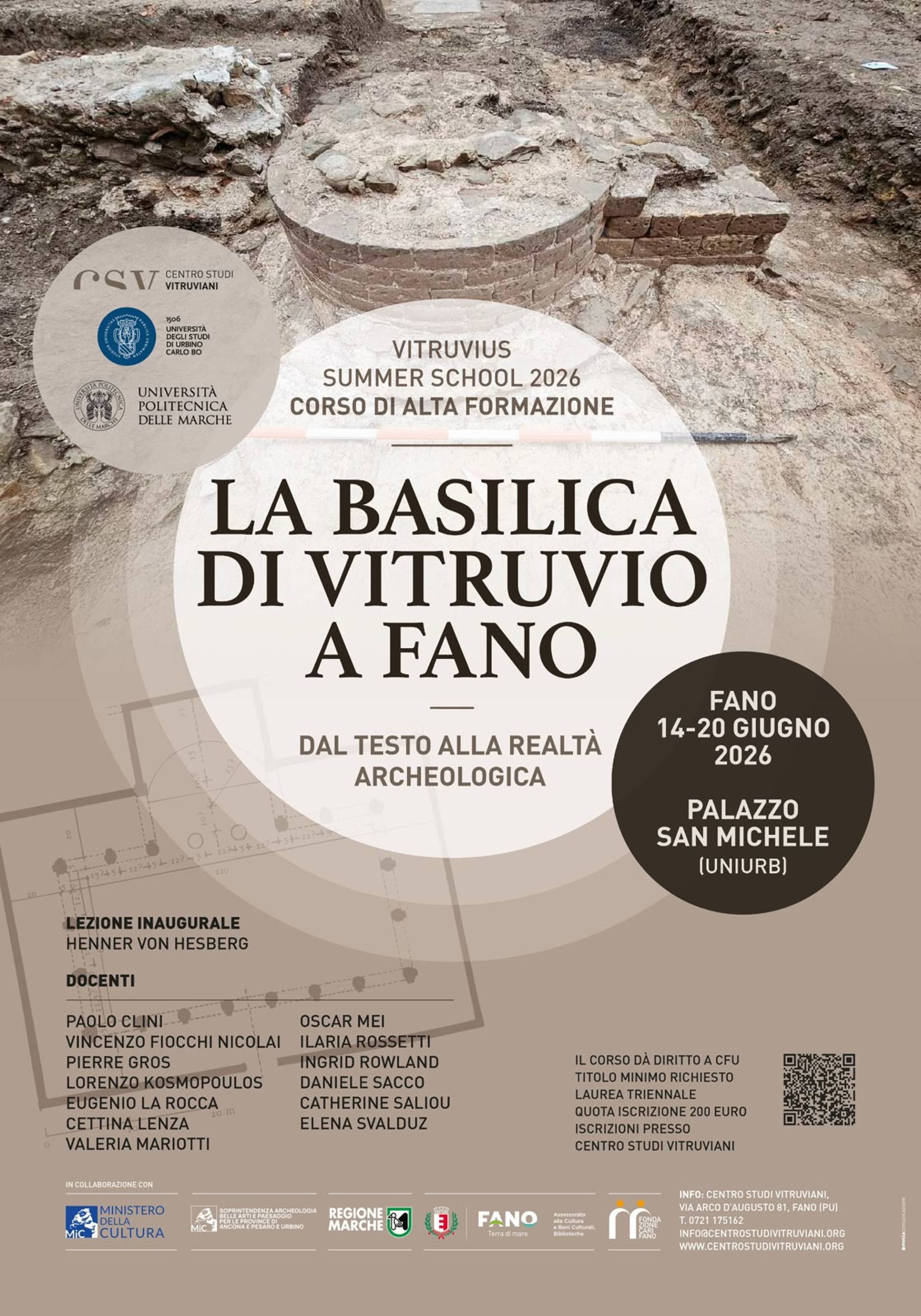 'Dal testo all'archeologia', una scuola estiva a Fano dedicata a Vitruvio