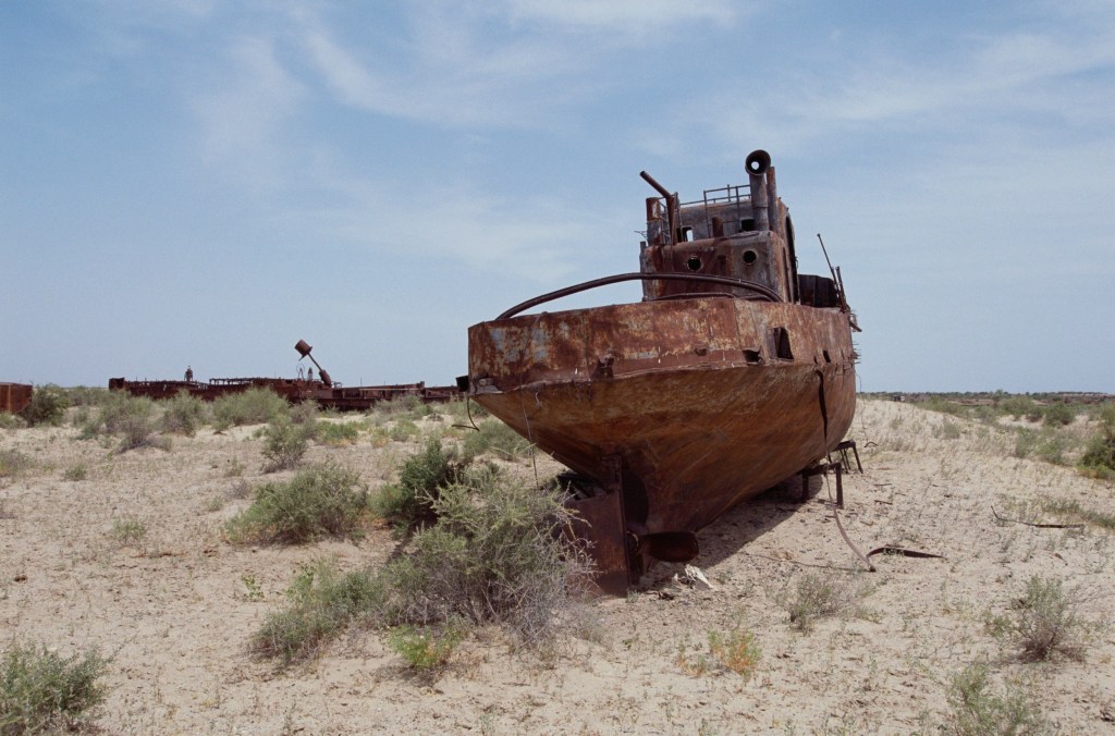 How a thriving sea dried up – leaving behind toxic dust and rotting ships
