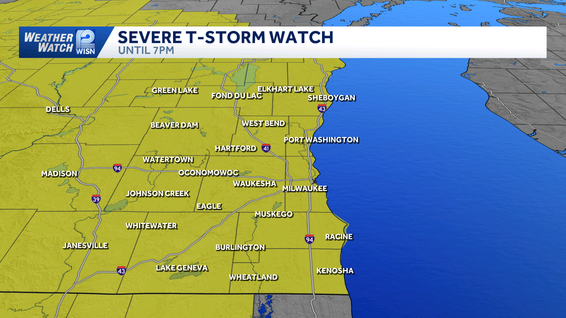 Severe thunderstorm watch issued across southeastern Wisconsin