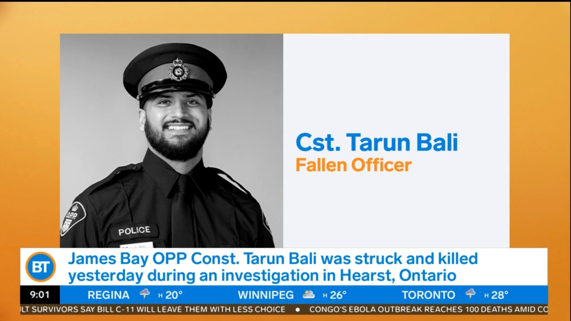 Ontario Provincial Police officer killed in northern Ontario