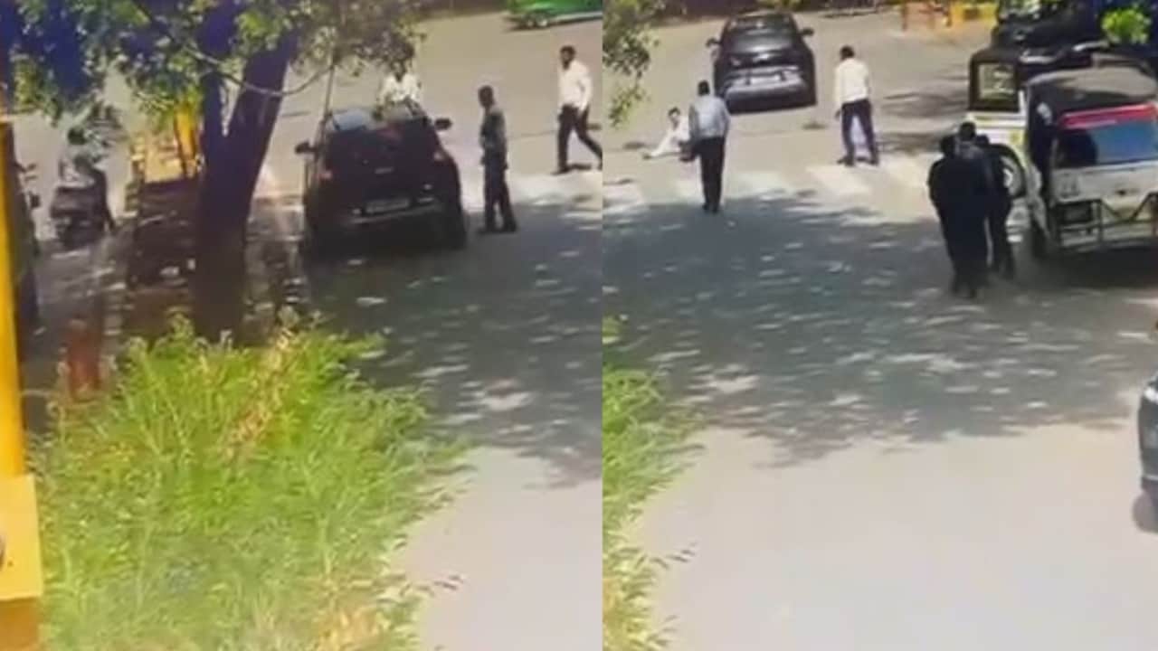 On camera, Delhi traffic cop hospitalised after SUV tries to run him over