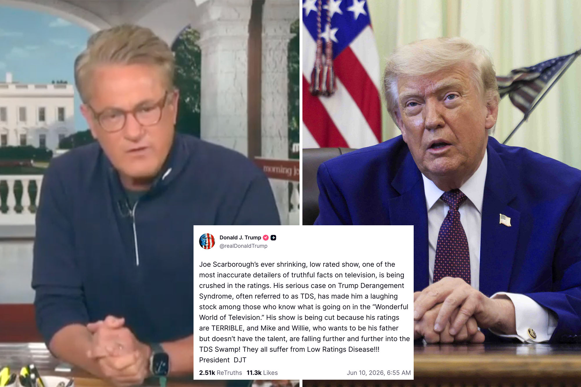 ‘Morning Joe’ Scarborough cracks up over Trump’s Truth Social attack on ...