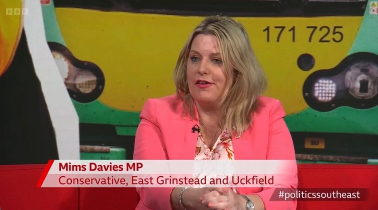 Mims Davies MP joins BBC Politics South East speaking on updating train ...