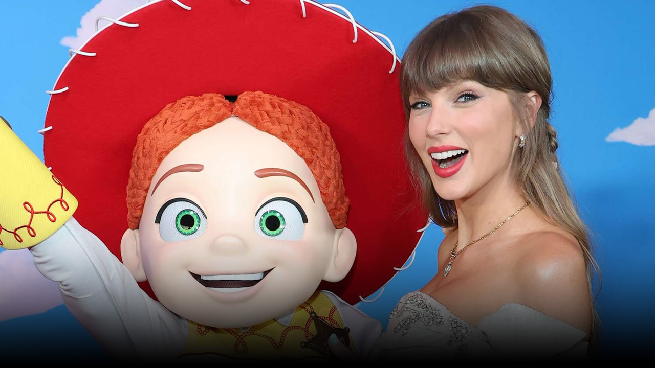 Taylor Swift joined Tom Hanks, Tim Allen & cast on the Toy Story 5 red ...