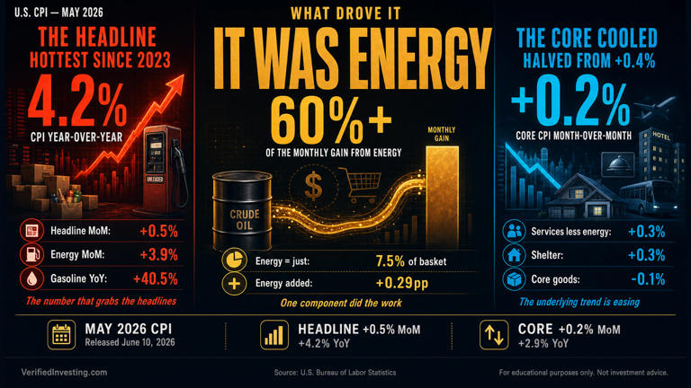 May 2026 CPI: The 4.2% headline is energy. The core is cooling.