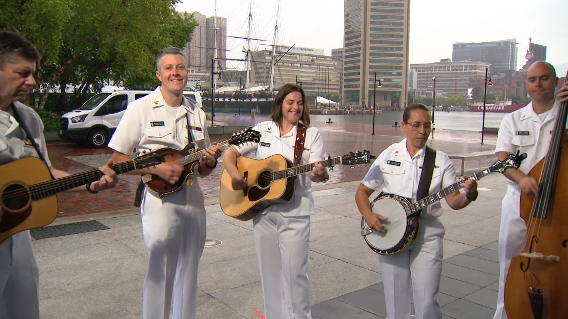 Banjo-picking Navy band previews Sail 250 at the Inner Harbor
