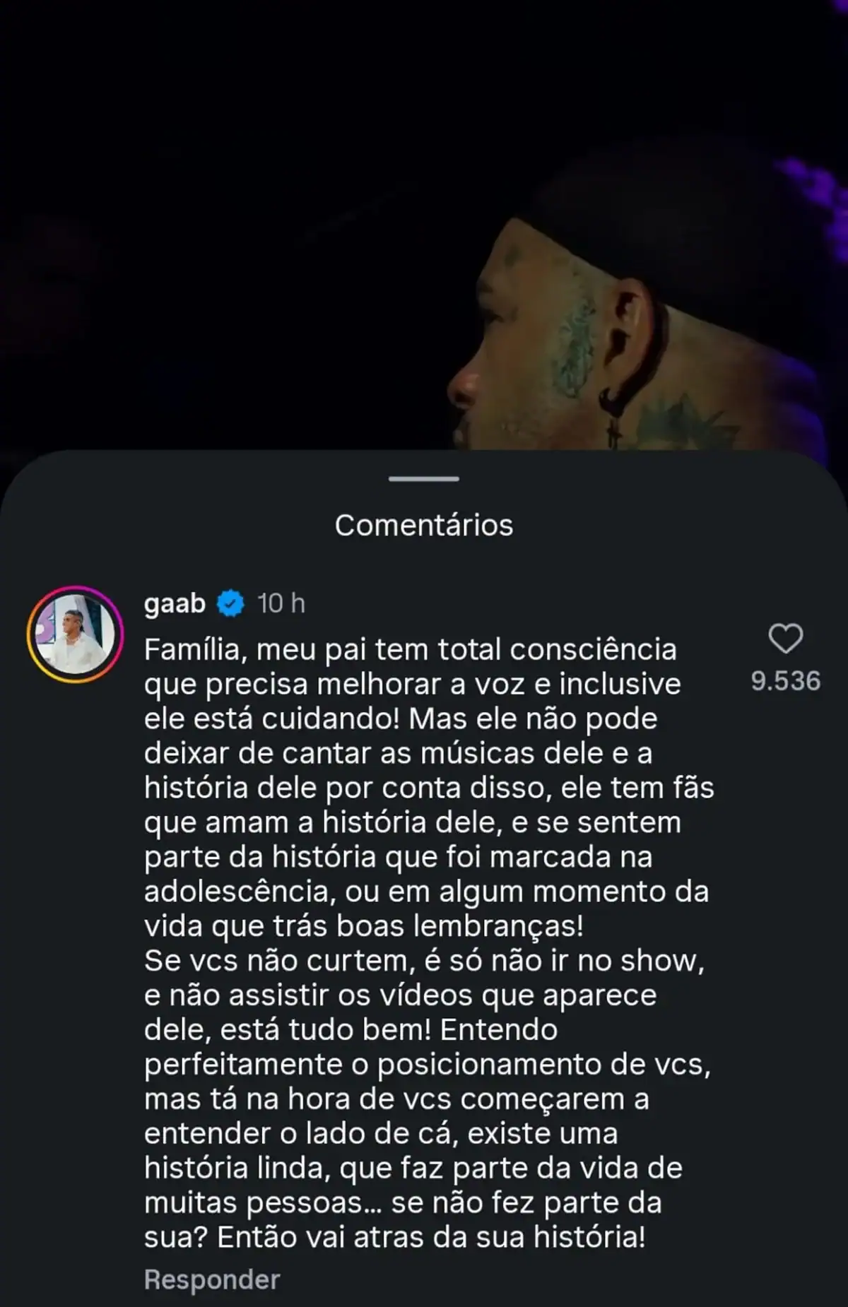 Voz de Rodriguinho gera debate online após show em SP; filho Gaab responde