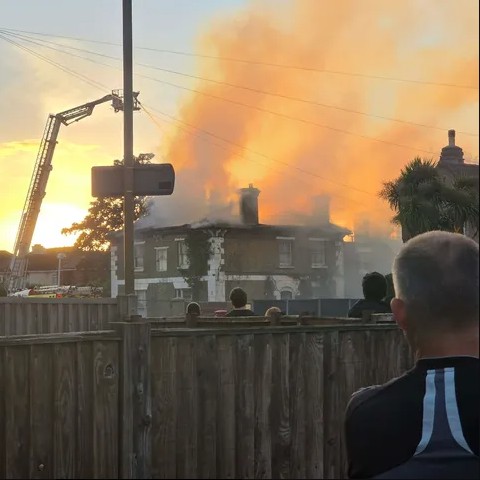 Video: Huge plume of smoke visible as fire engulfs an historic building