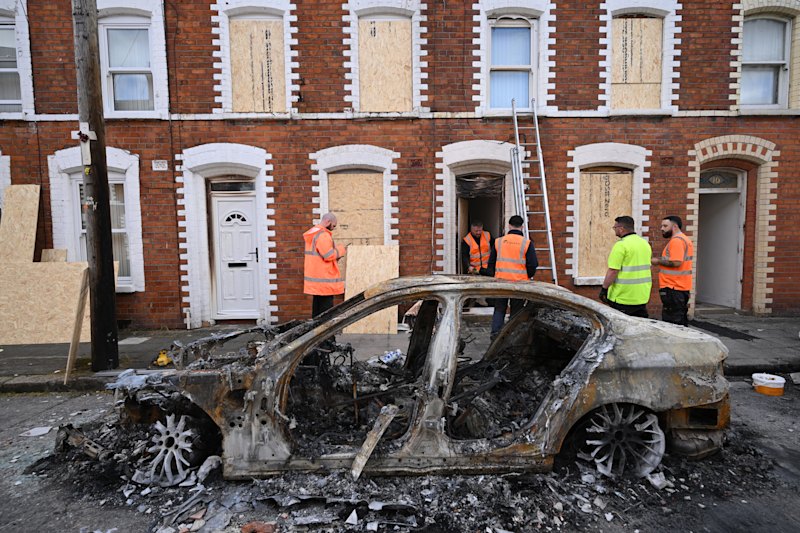 ‘Unrest is not welcome’: Belfast victim’s family urge calm after riots